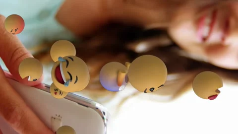 Animation of multiple face emojis floati... | Stock Video | Pond5