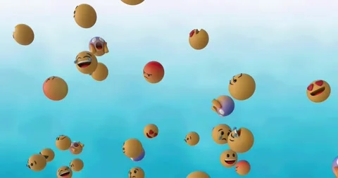 Animation of multiple falling emojis on ... | Stock Video | Pond5