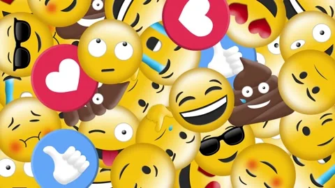 Animation of multiple falling emojis on ... | Stock Video | Pond5
