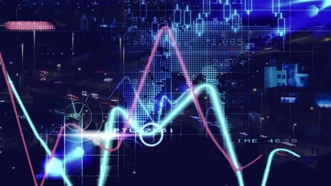 Animation of multiple graphs over map, b... | Stock Video | Pond5