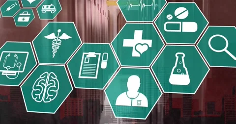 Animation of multiple medical icons agai... | Stock Video | Pond5