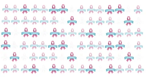 Animation of multiple pink ribbon logo a... | Stock Video | Pond5