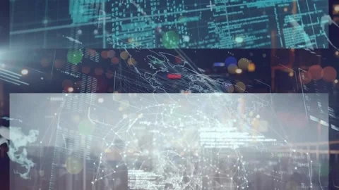 Animation of multiple screens with data ... | Stock Video | Pond5