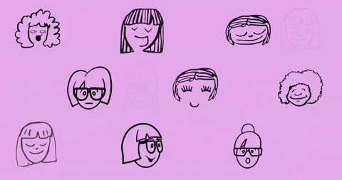 Animation of multiple smile girls heads,... | Stock Video | Pond5