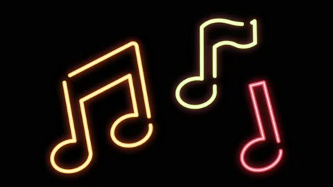 Animation music symbol neon light on bla... | Stock Video | Pond5