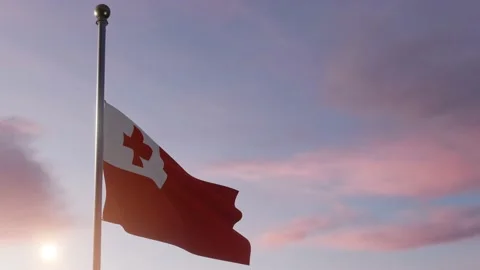 Animation National Flag Being Raised at ... | Stock Video | Pond5