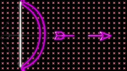 Animation of neon bow and rotating cross... | Stock Video | Pond5