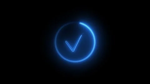 Animation of neon check mark symbol. Suc... | Stock Video | Pond5