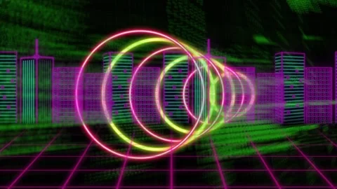 Animation of neon circle over metaverse ... | Stock Video | Pond5
