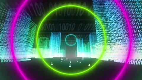 Animation of neon circles pulsating over... | Stock Video | Pond5
