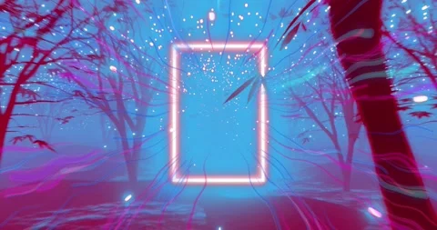 Animation of neon frame over falling lig... | Stock Video | Pond5