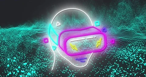 Animation of neon head model with vr hea... | Stock Video | Pond5