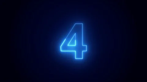 Animation Neon light blue color Number 4 | Stock Video | Pond5