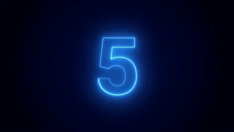 Animation Neon light blue color Number 5 | Stock Video | Pond5
