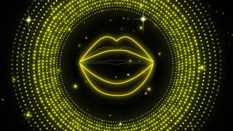 Animation of neon lips over flashing yel... | Stock Video | Pond5