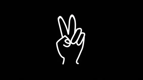Animation of neon peace sign hand, over ... | Stock Video | Pond5