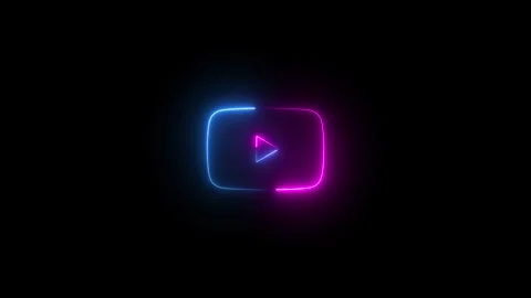 animation of neon play button icon on bl... | Stock Video | Pond5