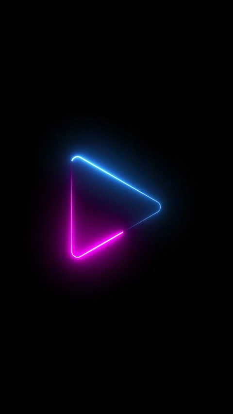 animation of neon play button icon on bl... | Stock Video | Pond5