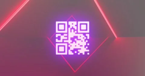 Animation of neon qr code scanner and re... | Stock Video | Pond5