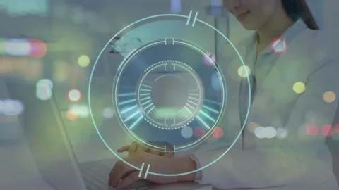 Animation of neon round scanner and spot... | Stock Video | Pond5