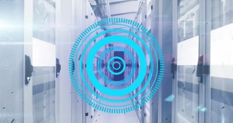 Animation of neon round scanner, black p... | Stock Video | Pond5