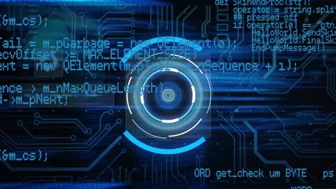 Animation of neon round scanner, data pr... | Stock Video | Pond5