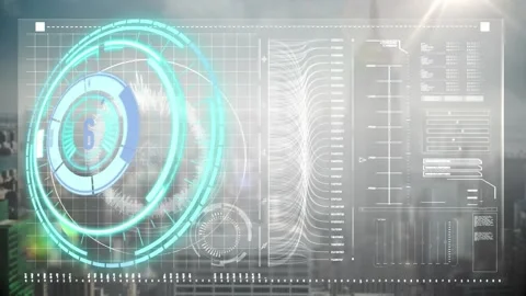 Animation of neon round scanner over dig... | Stock Video | Pond5