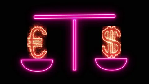 Animation neon scales balance symbols of... | Stock Video | Pond5