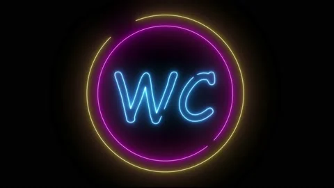 Animation neon sign WC on black backgrou... | Stock Video | Pond5