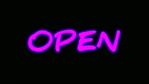 Animation Neon text Open on black backgr... | Stock Video | Pond5