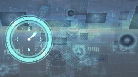 Animation of neon ticking clock and cybe... | Stock Video | Pond5