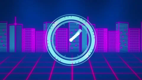 Animation of neon ticking clock and 3d c... | Stock Video | Pond5