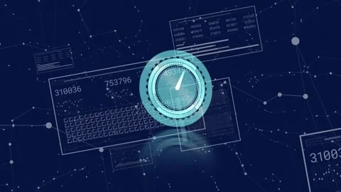 Animation of neon ticking clock over int... | Stock Video | Pond5