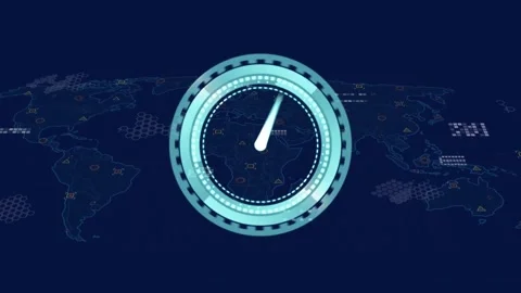 Animation of neon ticking clock over wor... | Stock Video | Pond5