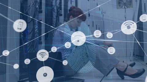 Animation of network of communication ic... | Stock Video | Pond5