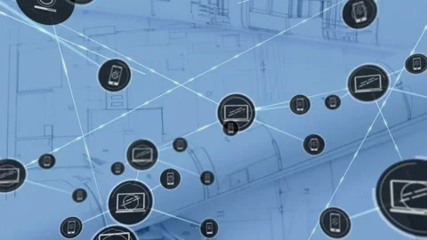 Animation of network with connected devi... | Stock Video | Pond5