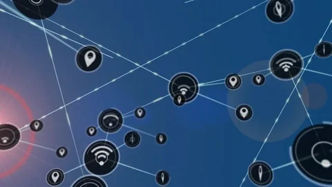 Animation of network of digital icons an... | Stock Video | Pond5