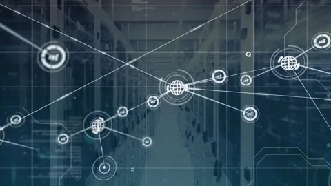 Animation of network of digital icons an... | Stock Video | Pond5