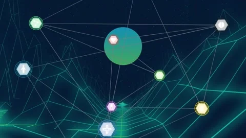 Animation of network of digital icons ov... | Stock Video | Pond5