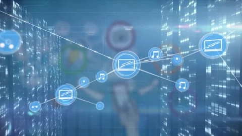 Animation of network of digital icons ov... | Stock Video | Pond5