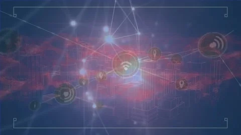 Animation of network of digital icons ov... | Stock Video | Pond5