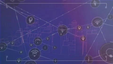 Animation of network of digital icons ov... | Stock Video | Pond5