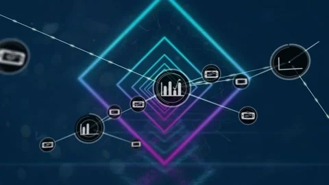 Animation of network of digital icons ov... | Stock Video | Pond5