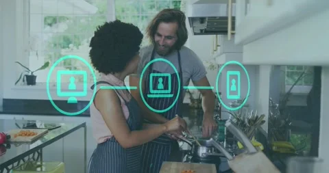 Animation of network of digital icons ov... | Stock Video | Pond5