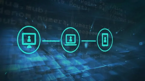 Animation of network of icons and binary... | Stock Video | Pond5