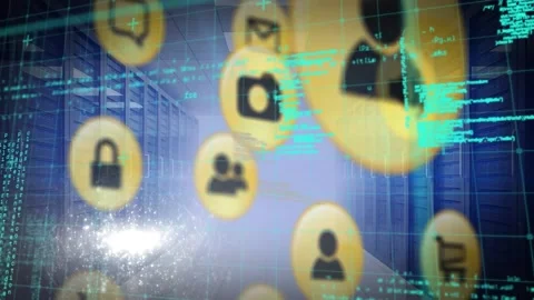 Animation of network of icons and data p... | Stock Video | Pond5