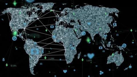 Animation of network of icons and data p... | Stock Video | Pond5