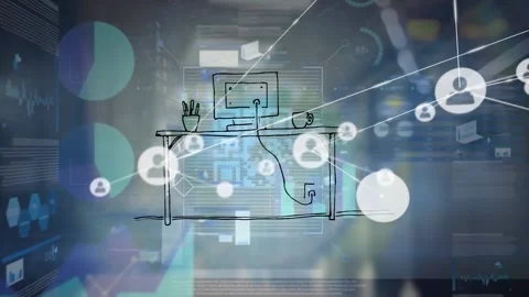 Animation of network of profile icons ov... | Stock Video | Pond5