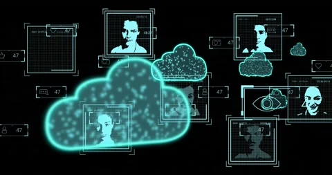 Animation of networks of biometric photo... | Stock Video | Pond5