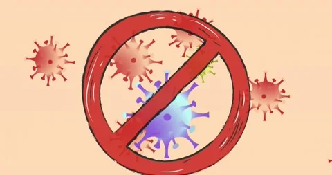 Animation of no entry sign over covid 19... | Stock Video | Pond5